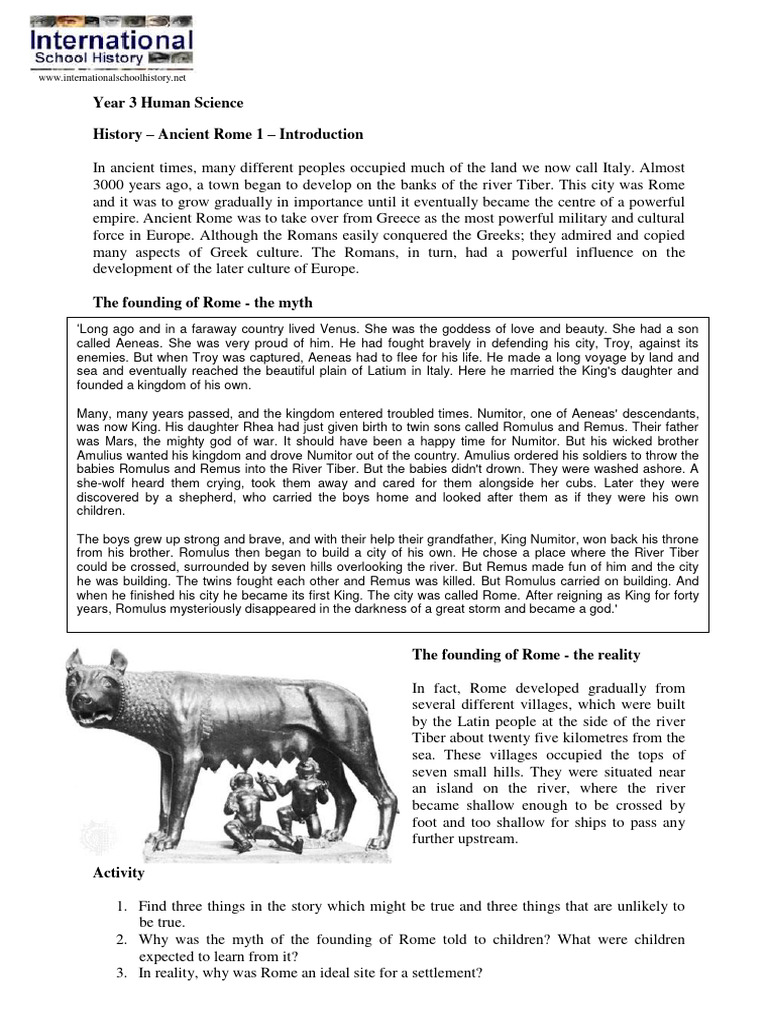 Ancient Rome for Young Learners | PDF | Romulus And Remus | Ancient Rome
