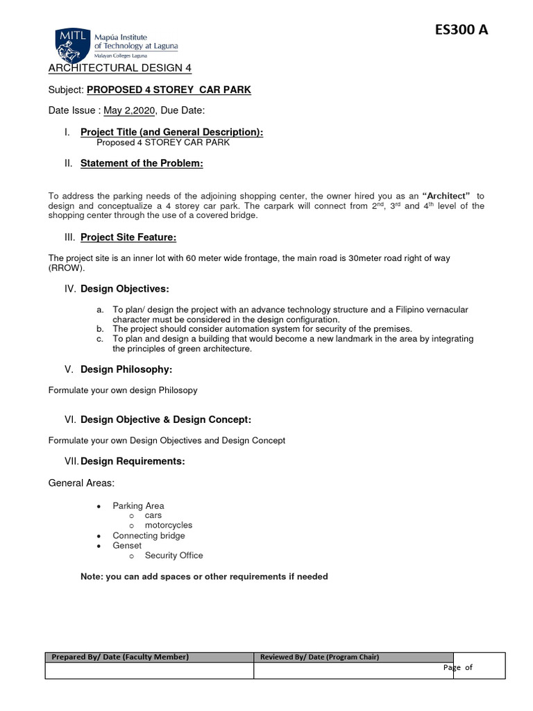 ES300A - 4 Storey Car Park | PDF | Design | Parking Lot