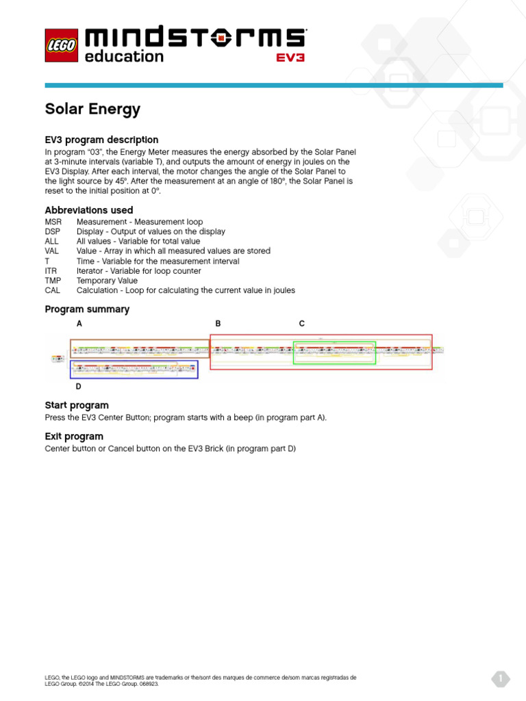 Ev3 Program Description Solar Energy Enus | Download Free PDF | Lego
