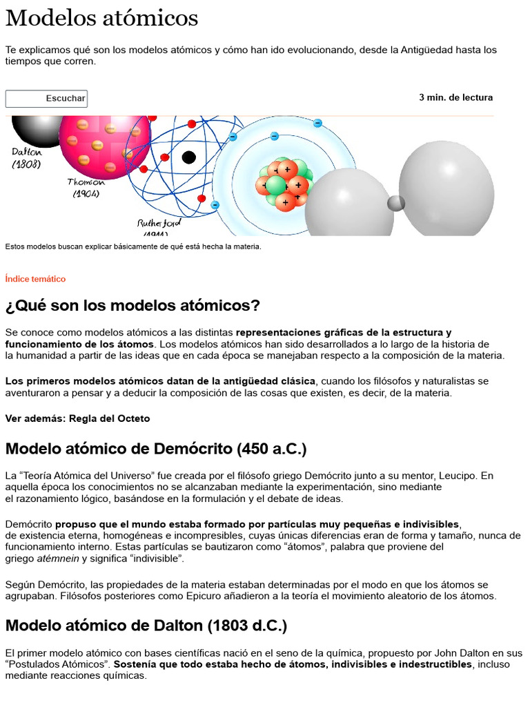 Modelos Atómicos | PDF | Átomos | Núcleo atómico