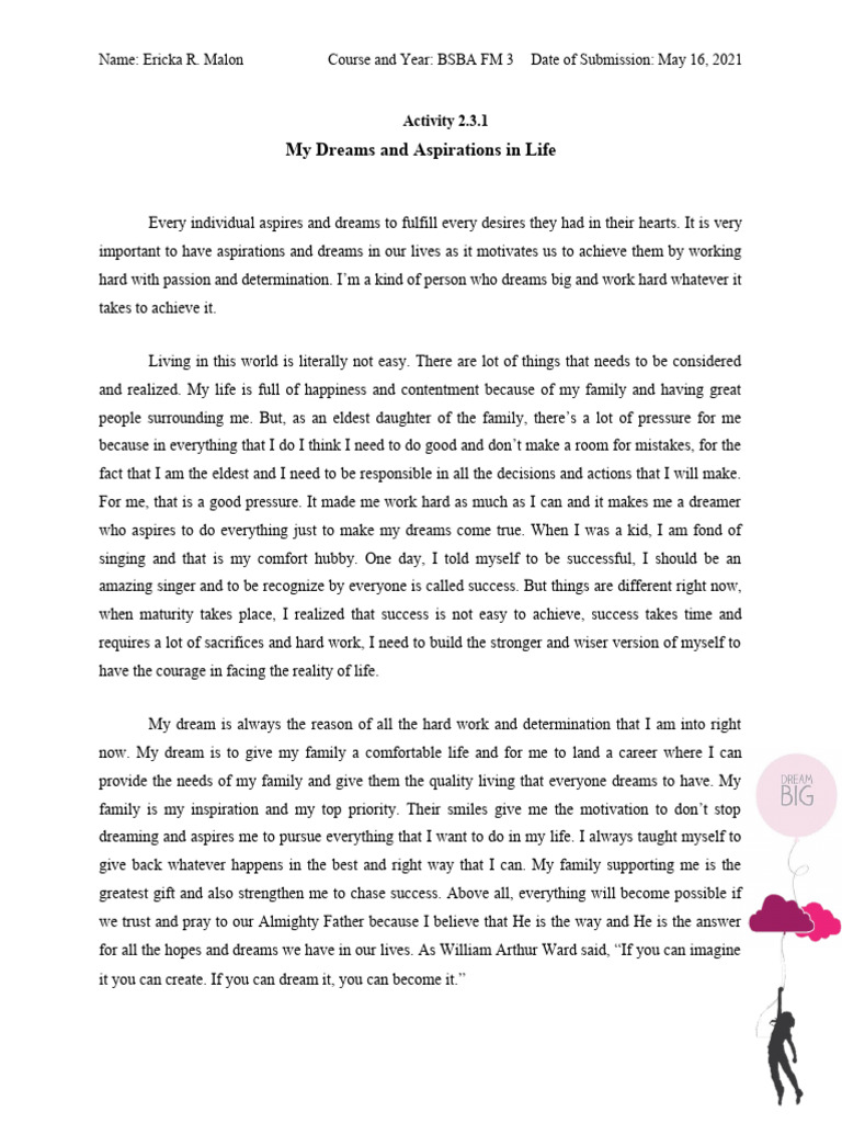 My Dreams and Aspirations in Life | PDF | Self-Improvement