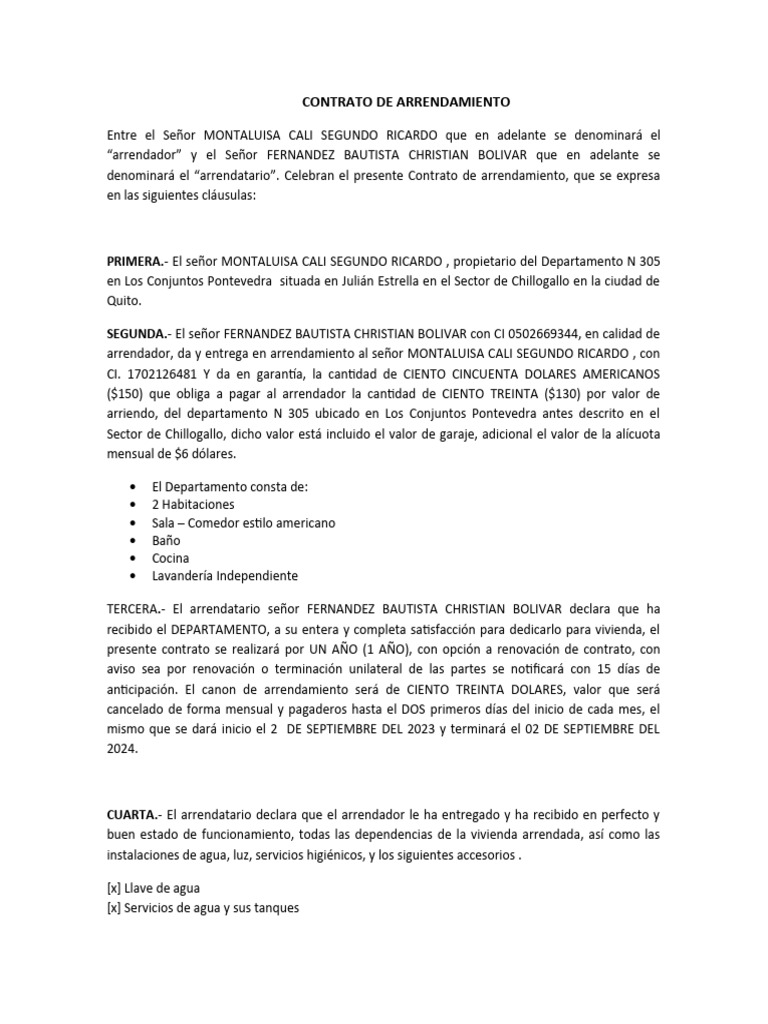 Contrato de Arriendo | PDF