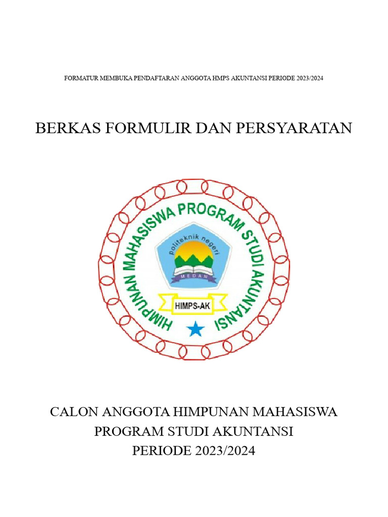 Berkas Formulir Dan Persyaratan Hmps Ak 2023-2024 | PDF