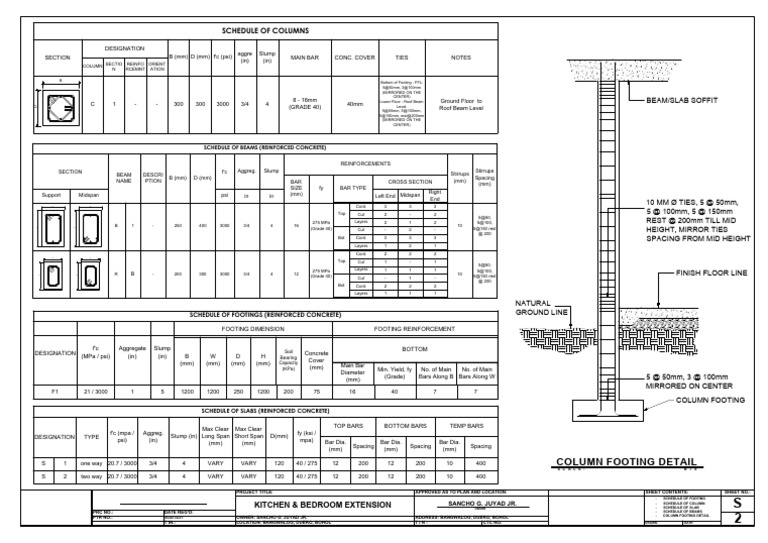 Schedule of Columns: Beam/Slab Soffit | PDF | Building Engineering ...
