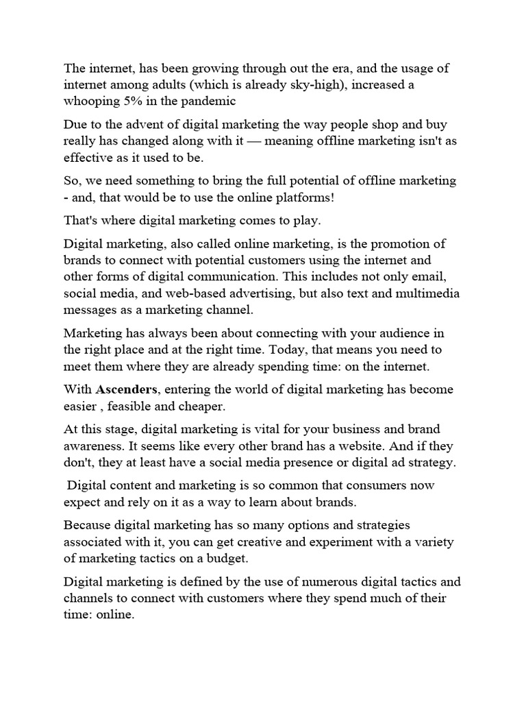 Digital Marketing Essay | PDF | Digital Marketing | Social Media Marketing