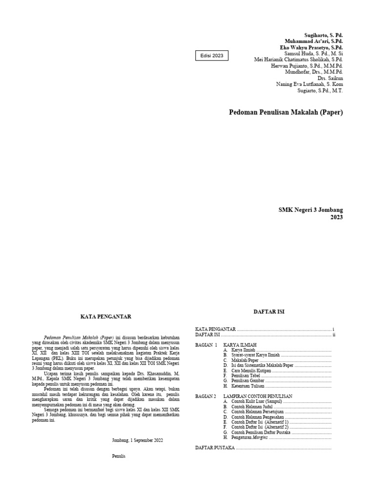 Pedoman Penulisan Paper SMK N 3 JBG 14 Maret-1 | PDF | Seni & Disiplin ...