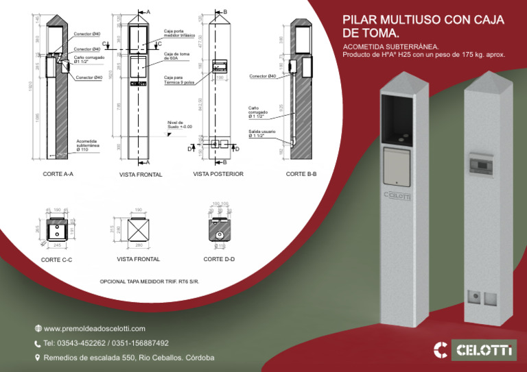 Pilar Multiuso Simple Trifásico Con Caja de Toma | PDF