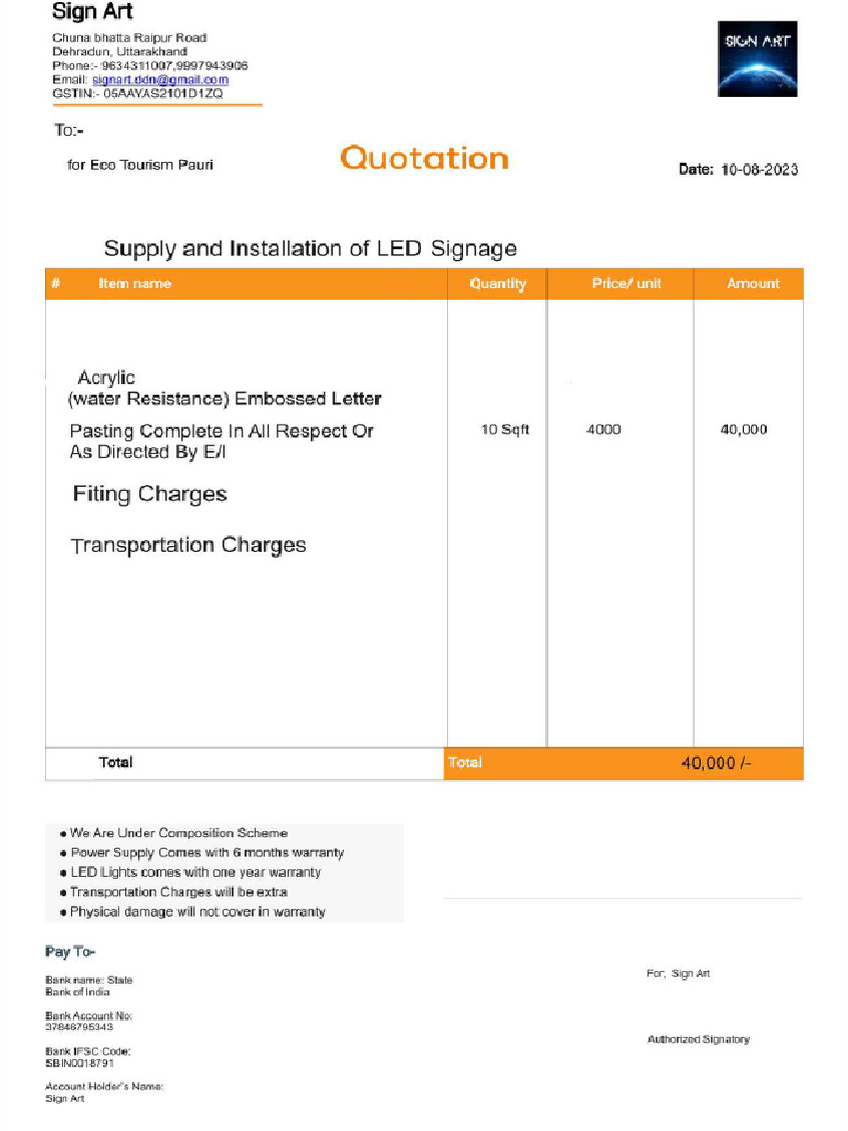 Quotaton Gate Items | PDF