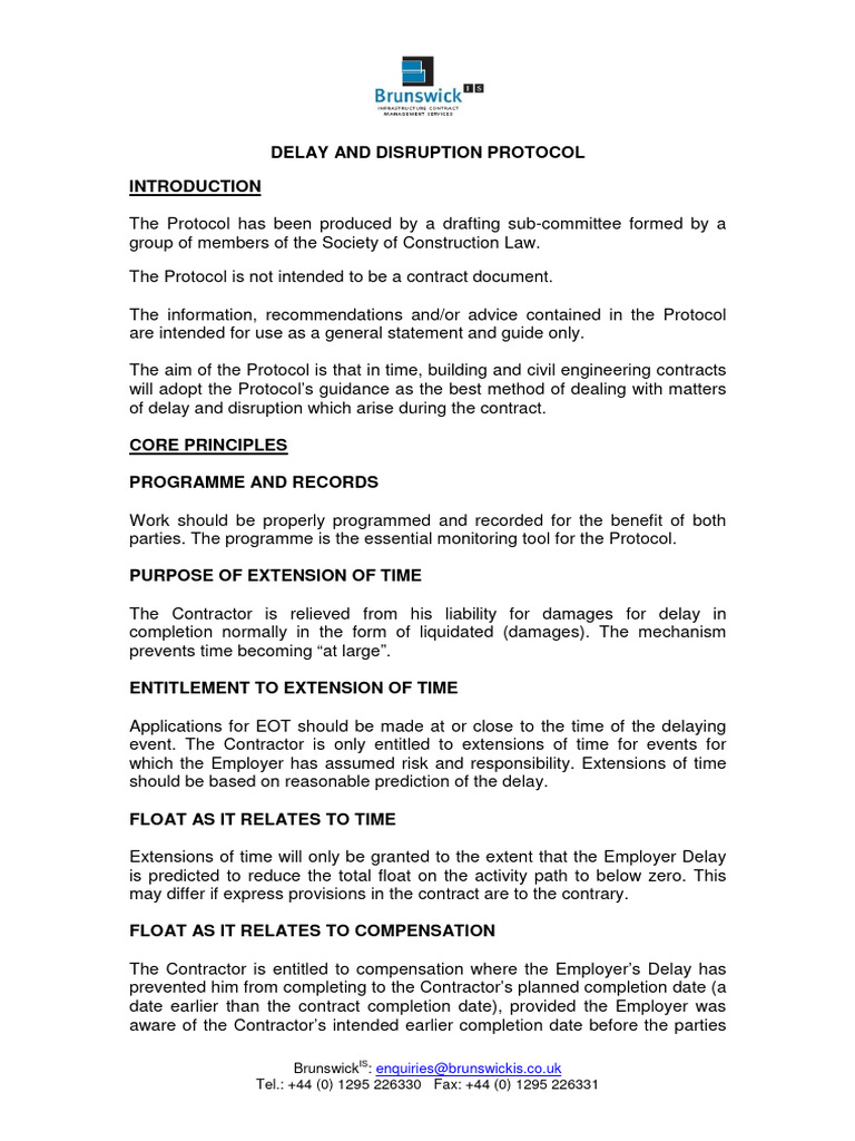 SCL Delay and Disruption Protocol Guide | PDF | Employment | Business Law