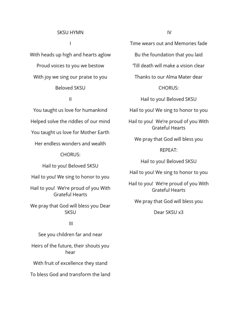 Sksu Hymn | PDF