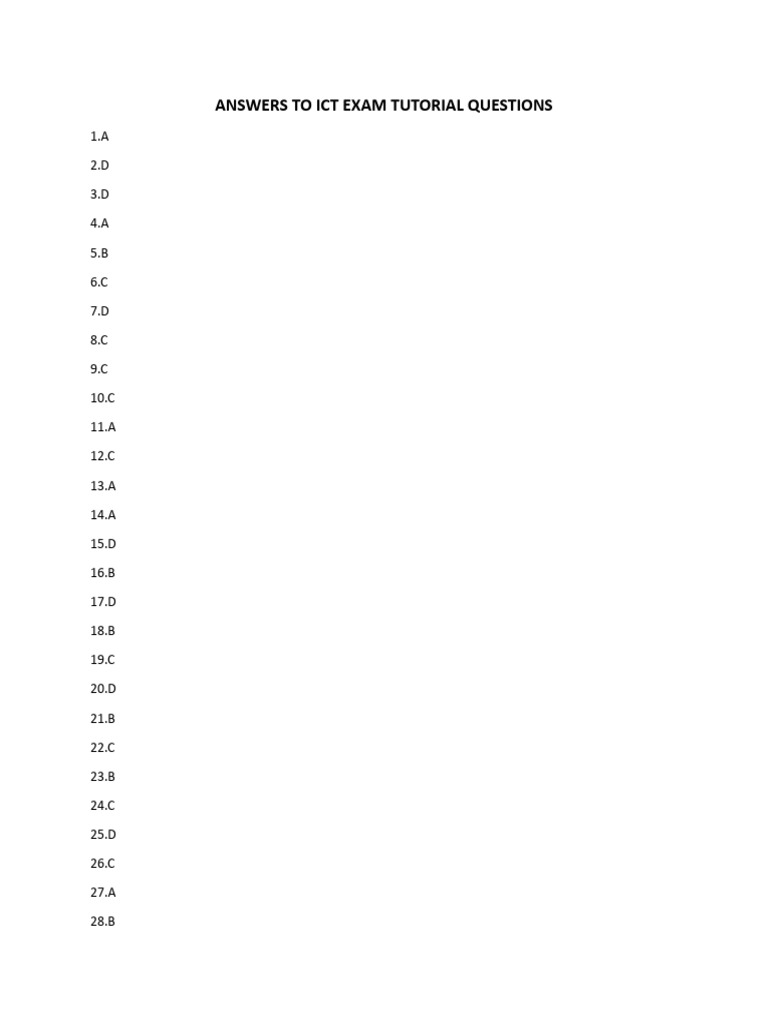 Answers To Ict Exam Tutorial Questions Pdf