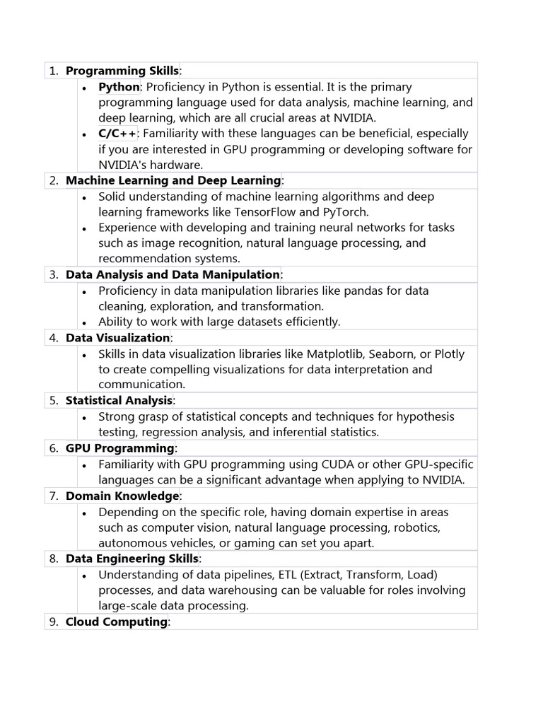 Programming Skills FOR NVIDIA | PDF | Computer Programming | Data