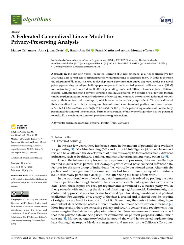 Algorithms 15 00243 | PDF | Machine Learning | Applied Mathematics