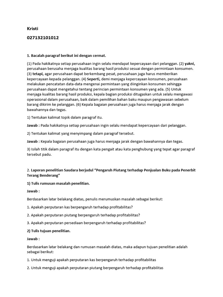 Jawaban Uas Bindo Kristi | PDF