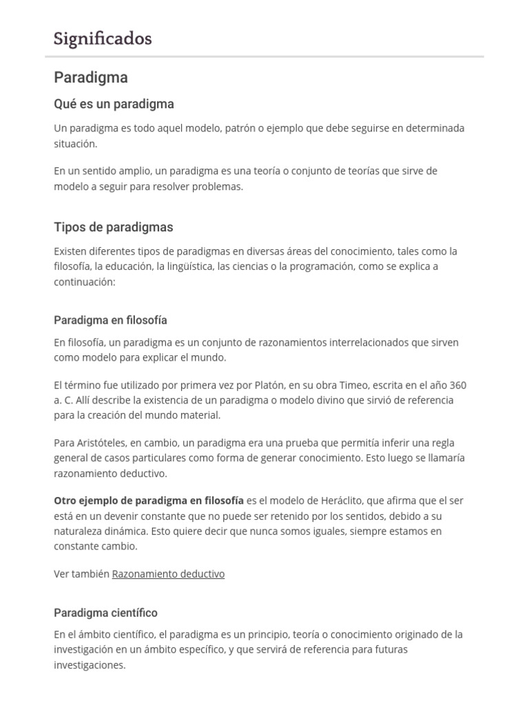 Definición y Tipos de Paradigmas | PDF | Paradigma | Aprendizaje