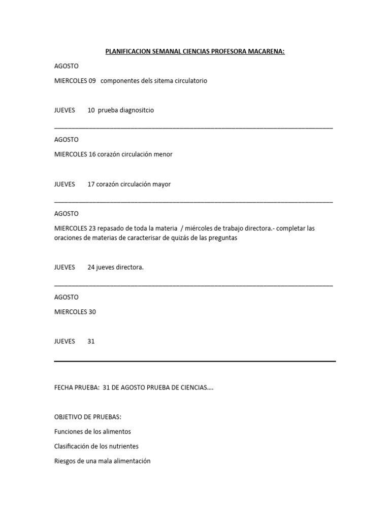 Planificacion Ciencia - 09 - 08 - 2023 5 A | PDF Planificacion Ciencia - 09 - 08 - 2023 5 A | PDF