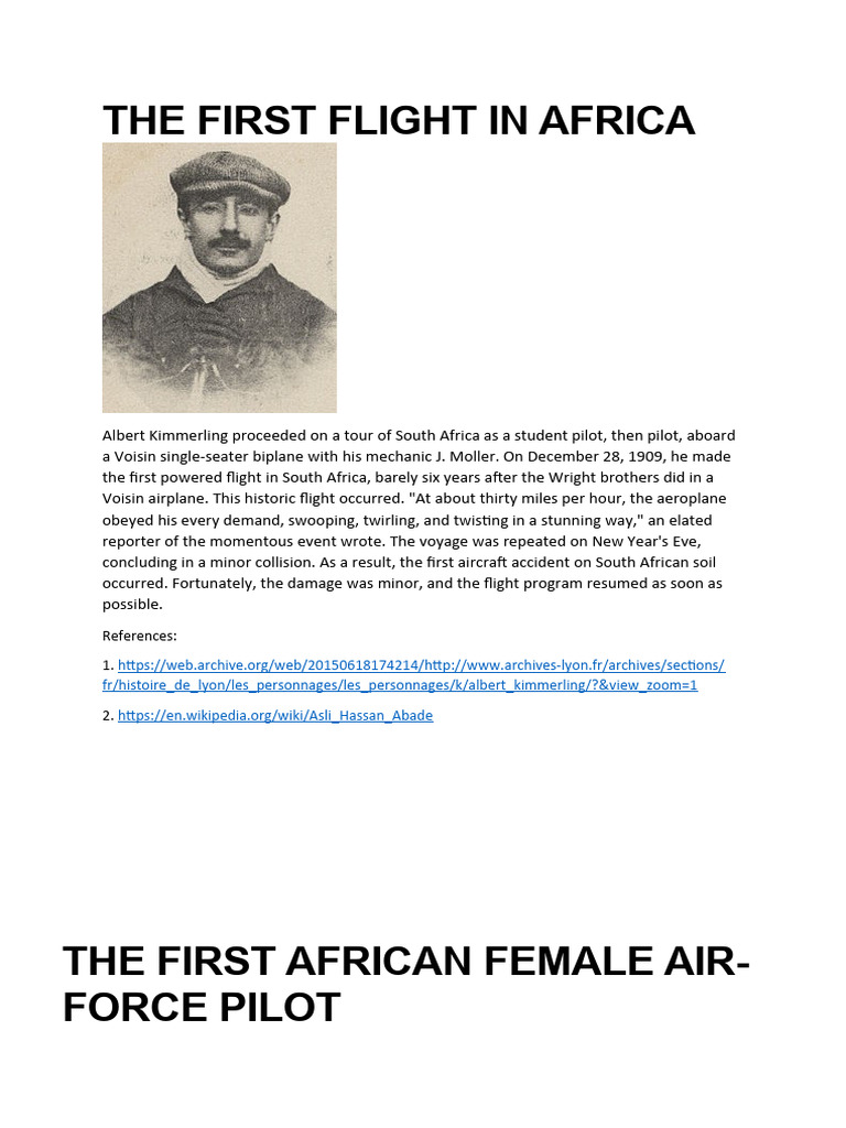 Historic African Aviation Milestones | PDF | Aeronautics | Transport