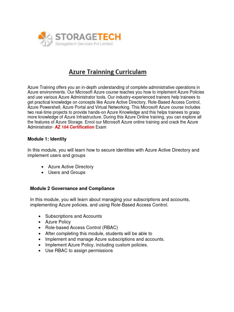 Azure Administrator Training Overview | PDF | Microsoft Azure | Computer Network