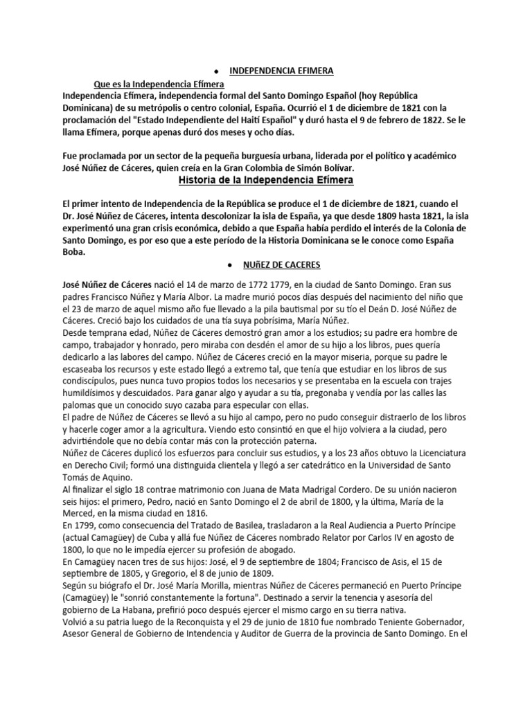 Independencia Efímera de 1821 en RD | PDF | República Dominicana