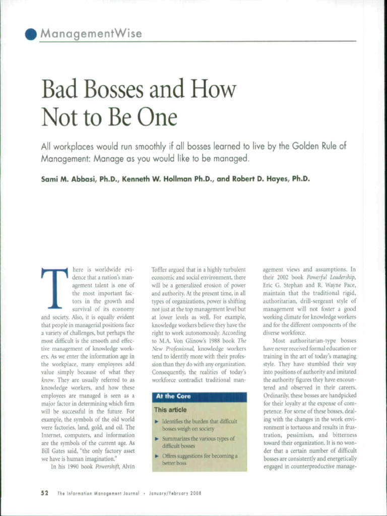 Bad Bosses and How Not To Be One | PDF | Integrity