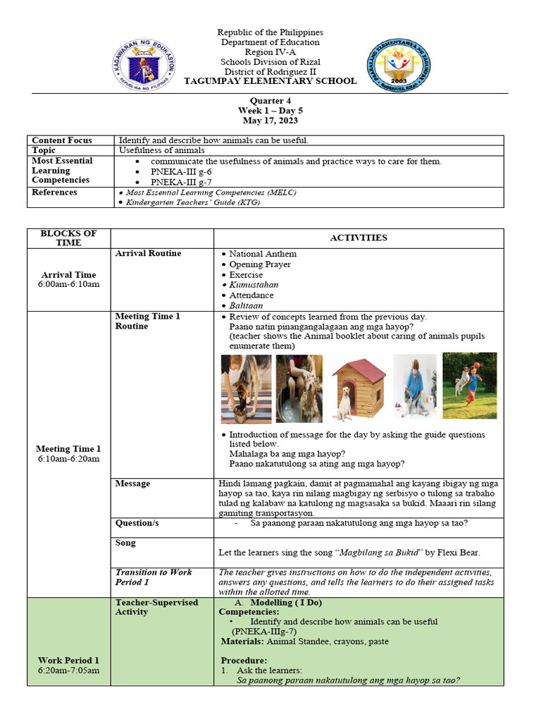 COT KInder Q4 WEEK1 Day 5 | PDF