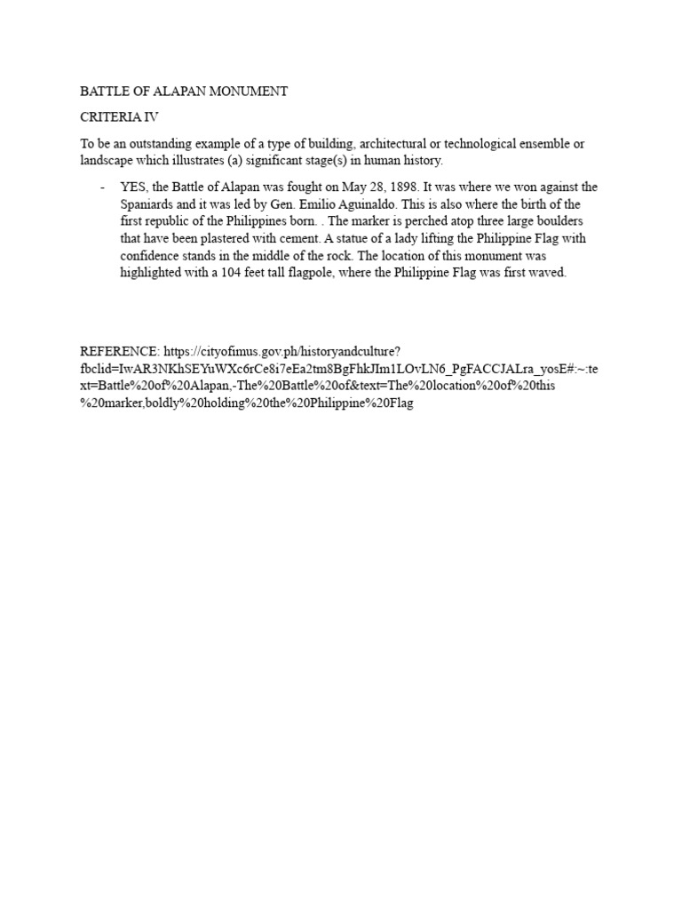 Battle of Alapan Monument | PDF