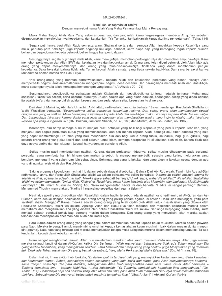 Mutiara Salaf - Asdhar Bin Umar | PDF