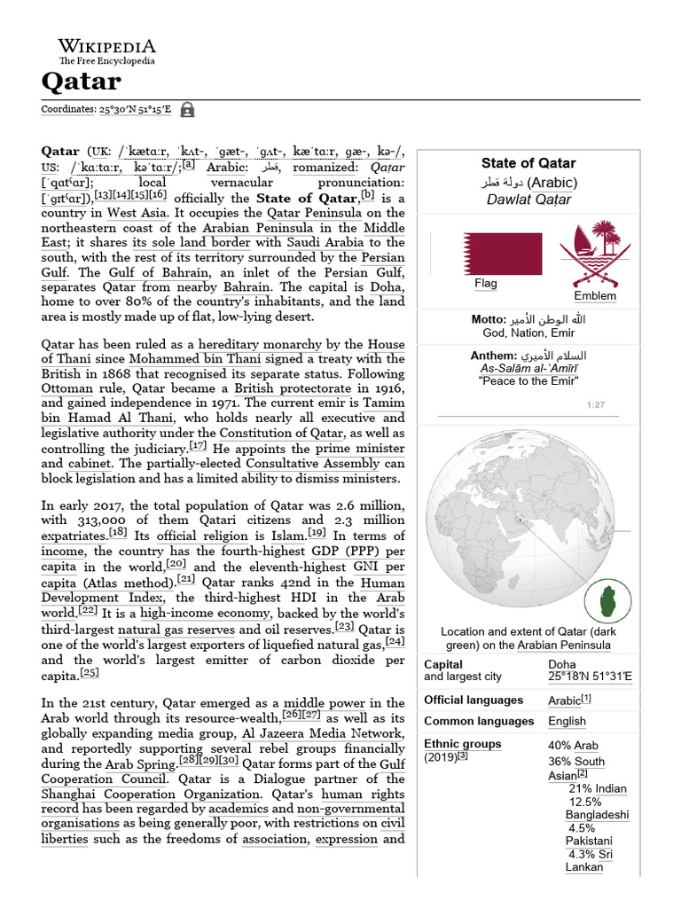 Qatar 1 | PDF | Qatar | Asia