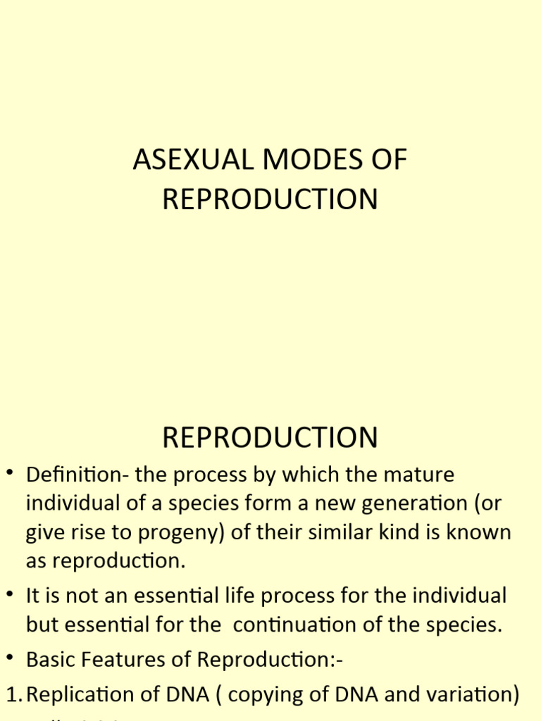 Asexual Modes Of Reproduction Download Free Pdf Sexual Reproduction
