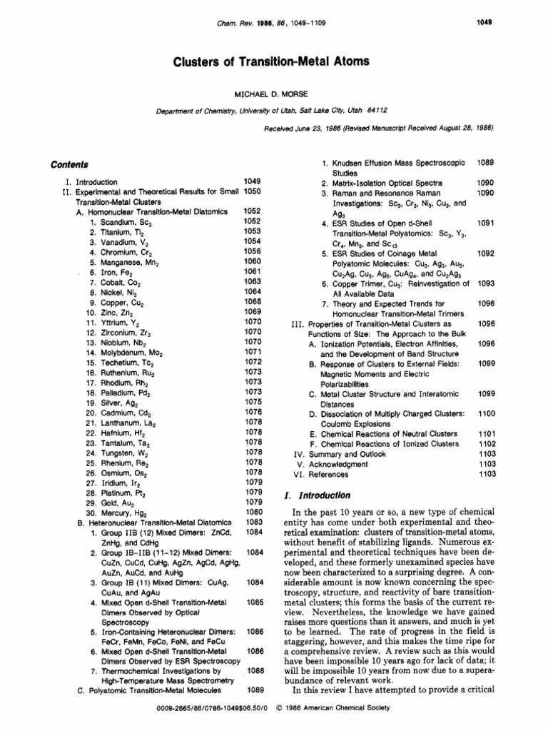 Transition-Metal Clusters Overview | PDF | Electron Configuration ...