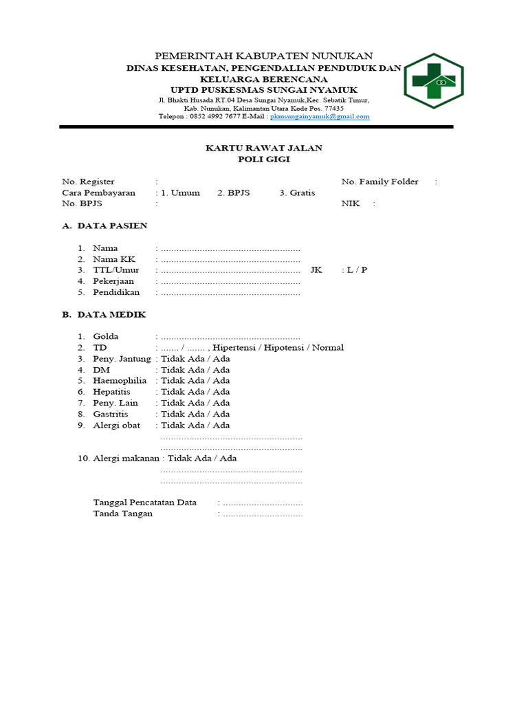 Form Rekam Medis Poli Gigi | PDF