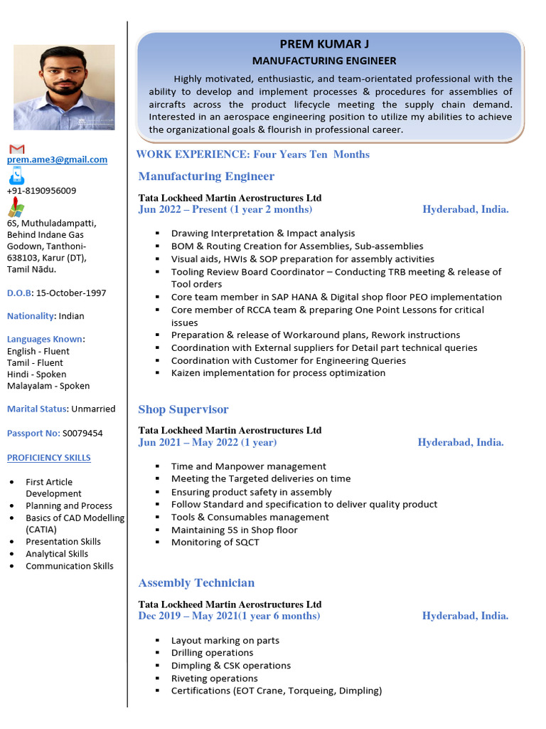 Prem Resume 23-08 | PDF | Product Lifecycle | Supply Chain