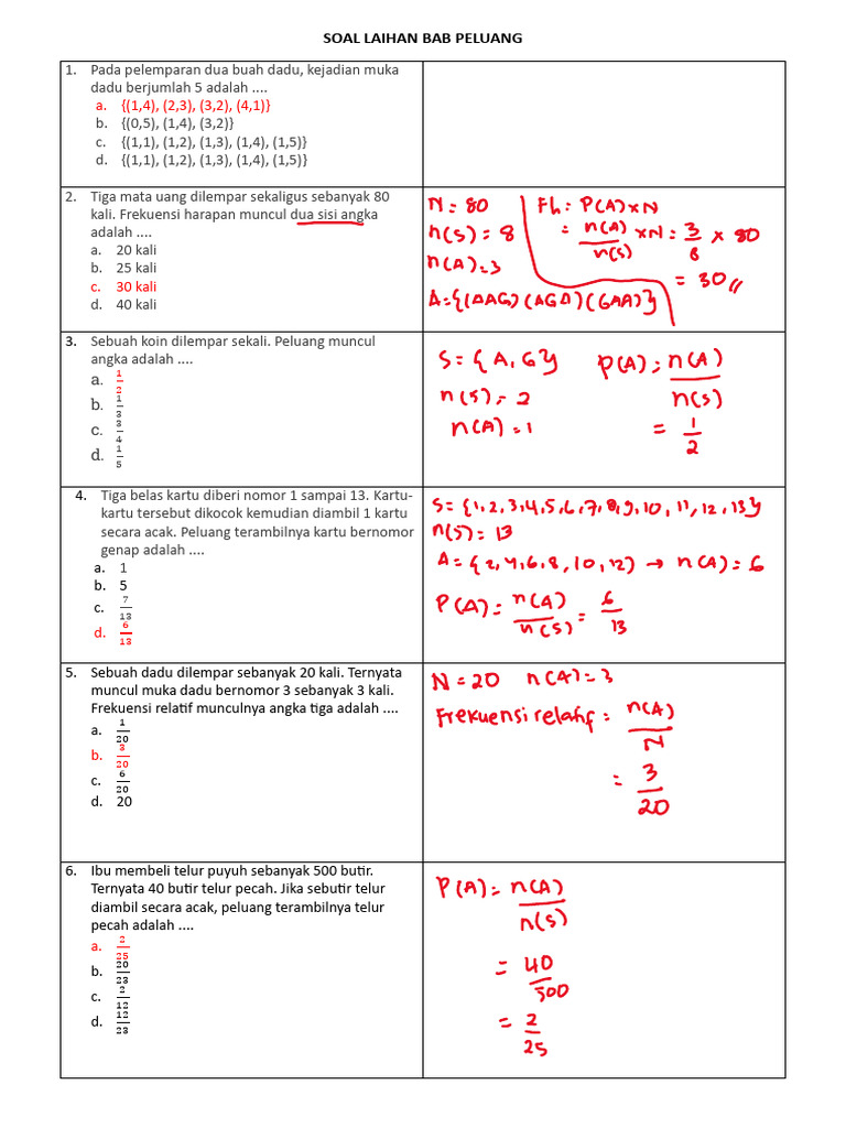 Soal Laihan Bab Peluang | PDF