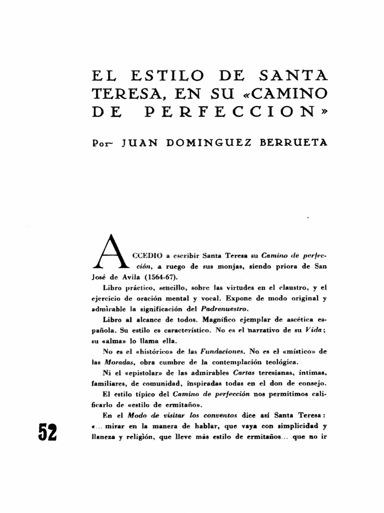 Dominguez Berrueta Juan El Estilo De Teresa En Camino Descargar