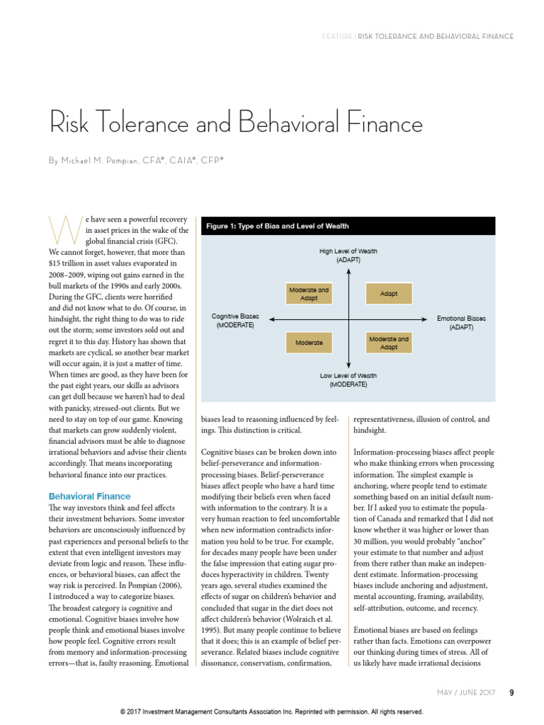 Risk Tolerance and Behavioural Finance | PDF | Risk | Investing
