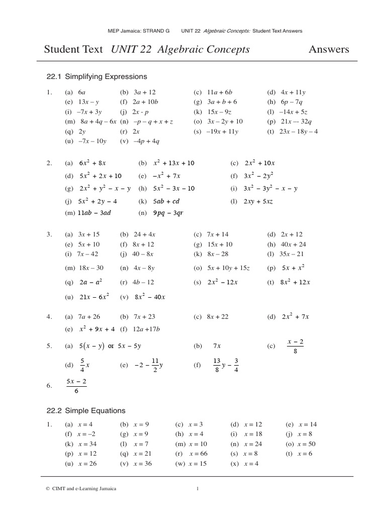 Answers | PDF | Algebra | Mathematics