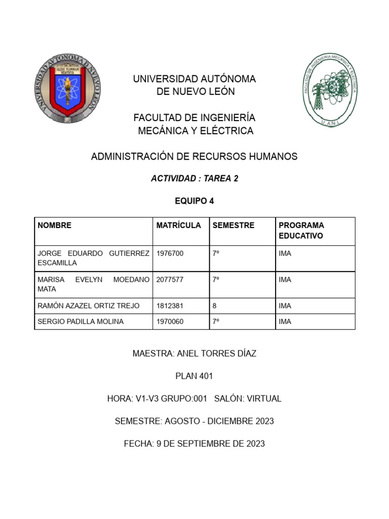 Tarea2 Equipo 4 Sergio Padilla | PDF | Gestión de recursos humanos | Business