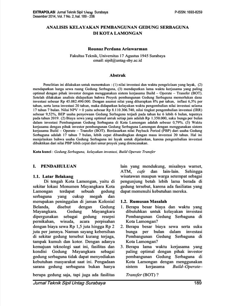 PDF Studi Kelayakan Pembangunan Gedung Serbaguna Di Kota Lamongan - Compress | PDF | Bisnis ...