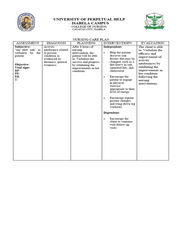 NCP Dizziness | PDF | Nursing | Causes Of Death