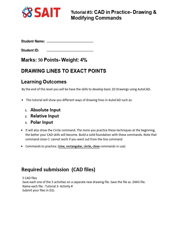 03-Tutorial No. 3-CAD Drawing & Modifying Commands | PDF 03-Tutorial No. 3-CAD Drawing & Modifying Commands | PDF