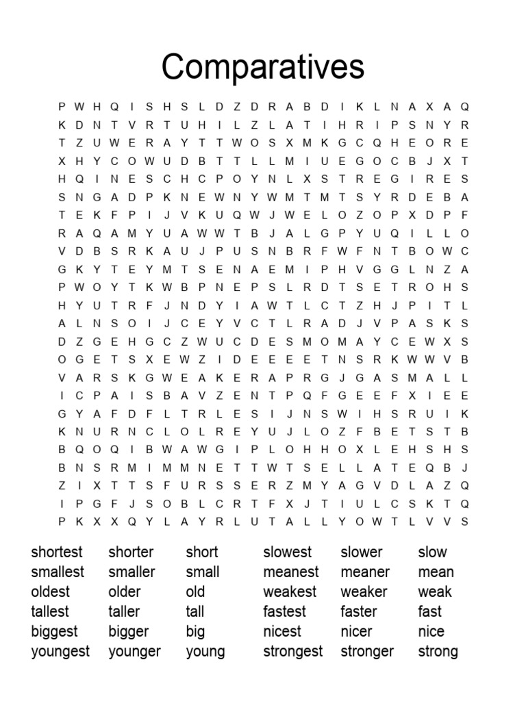 Comparatives Wordsearch | PDF