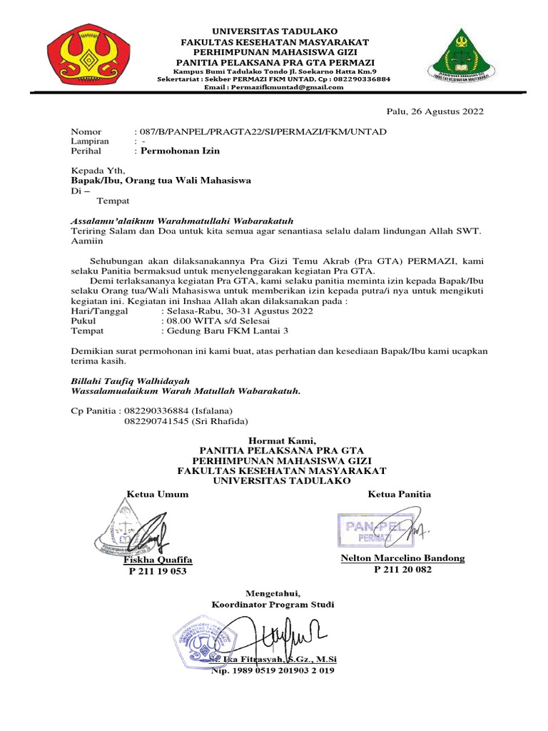 Surat Izin Pra-GTA | PDF