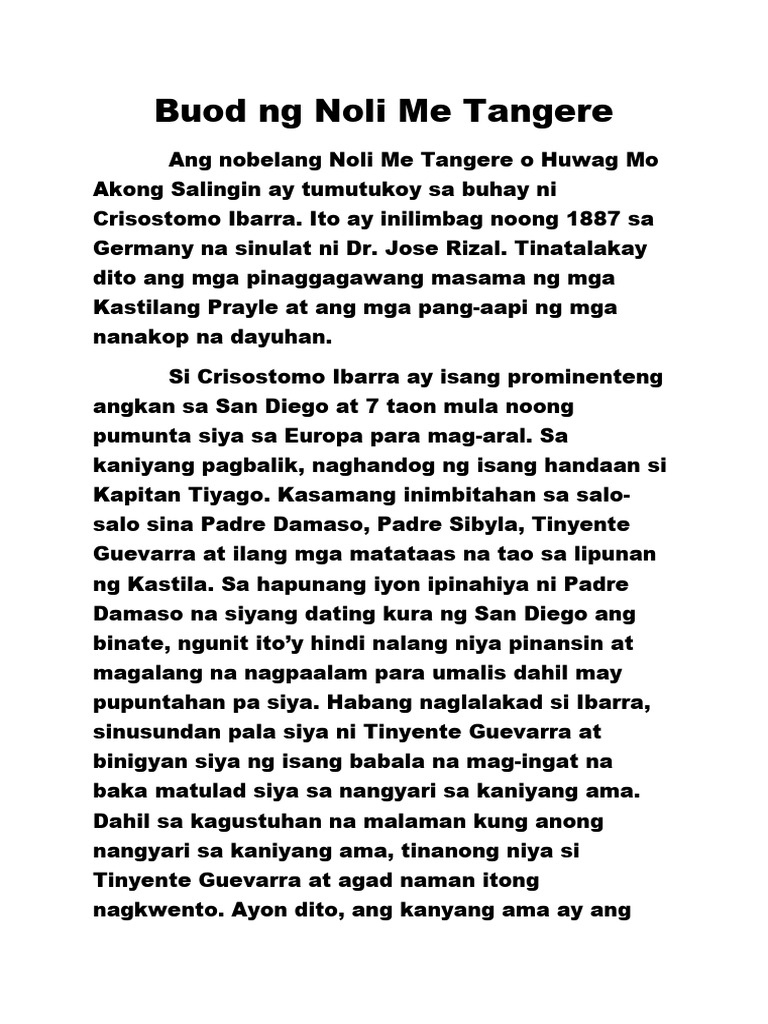 Buod NG Noli Me Tangere | PDF