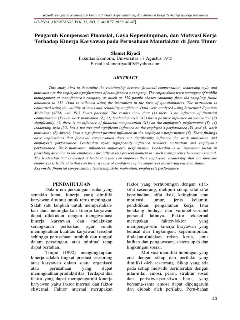 Jurnal Skripsi Riyadi 2011 | PDF | Psychology | Statistics