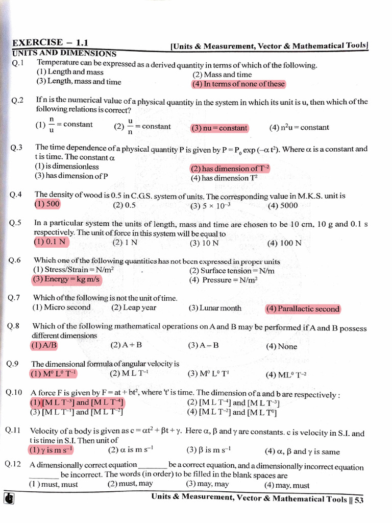 For RT3 Practice Q234 (1) Hysics Unit & Dimension, Vector | PDF | Euclidean Vector | Force