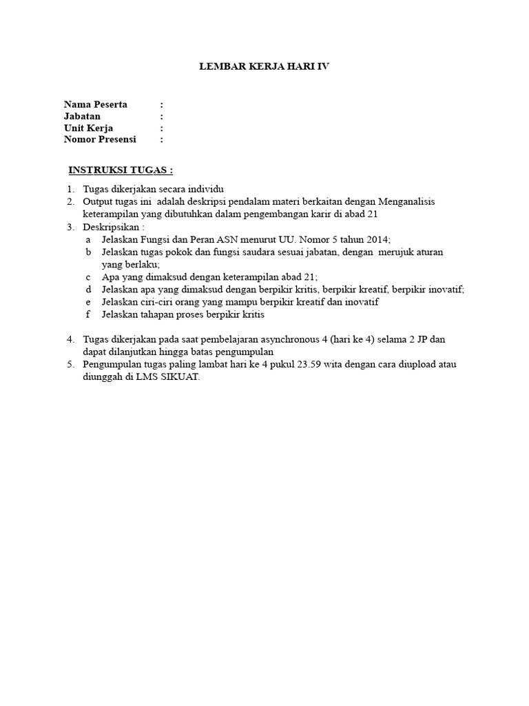 LEMBAR KERJA HARI IV Materi PIPP Yunus Etman | PDF