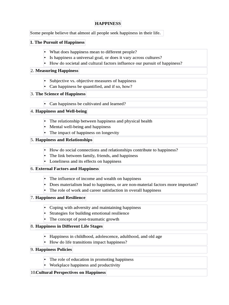 Happiness Topic | PDF | Happiness | Psychological Resilience