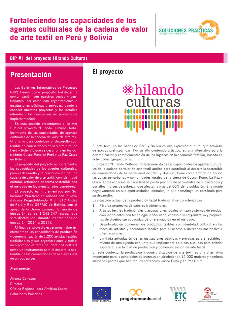 Proyecto Hilando | PDF | Perú | Bolivia