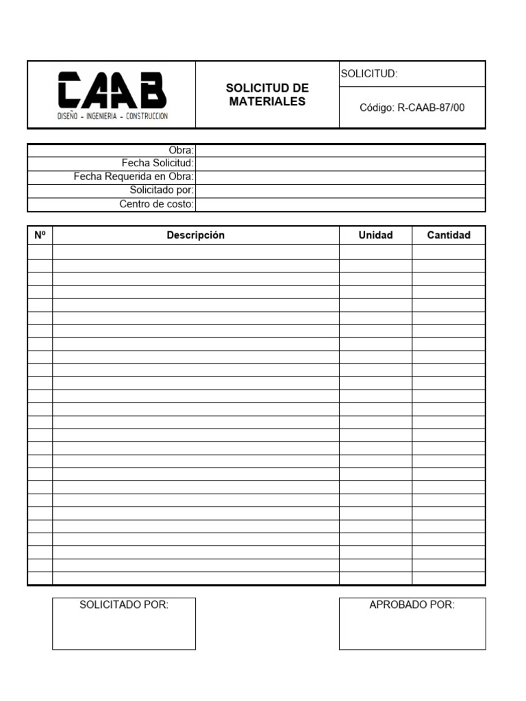 R-Caab-087 Solicitud de Materiales | PDF