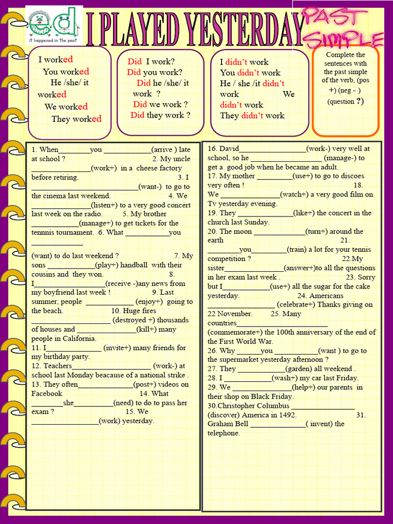 Past Simple Regular Verbs Practice Grammar Drills 112005 | PDF ...